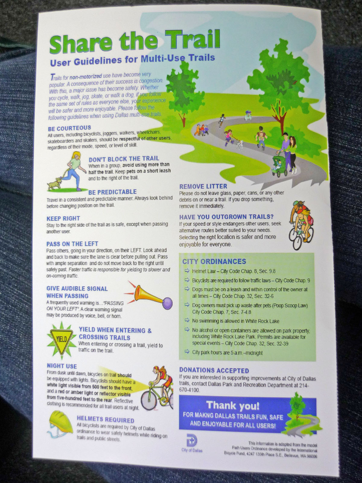 Rules of the road for cyclists, runners, roller bladers, stroller ...